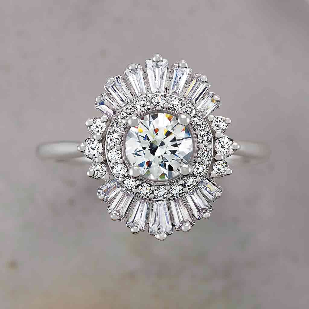 Diamond Burst Engagement Ring Setting in 14K Gold