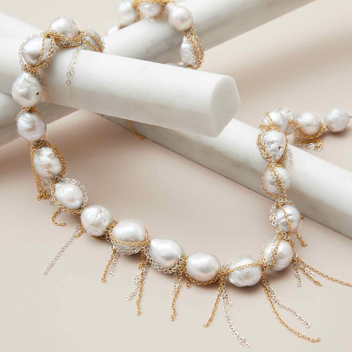 Baroque Pearl Fringe Necklace - erin gallagher